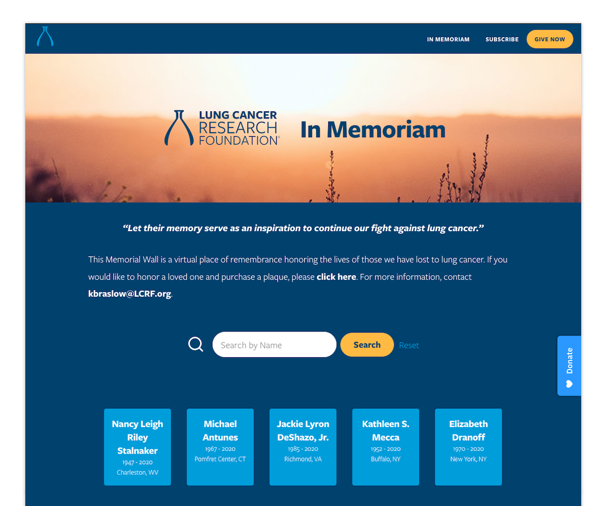 Honor a memory - Lung Cancer Research Foundation